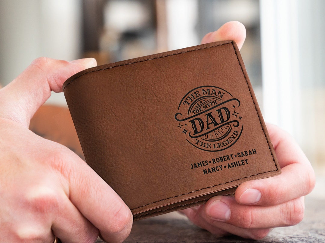 Engraved Leather Wallet for Dad, Dad Birthday Gift, Custom Dad Wallet ...