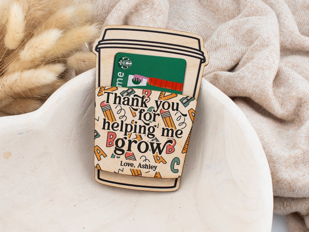 Teacher Appreciation Gift, Teacher Gift Card Holder, Coffee Gift Card ...