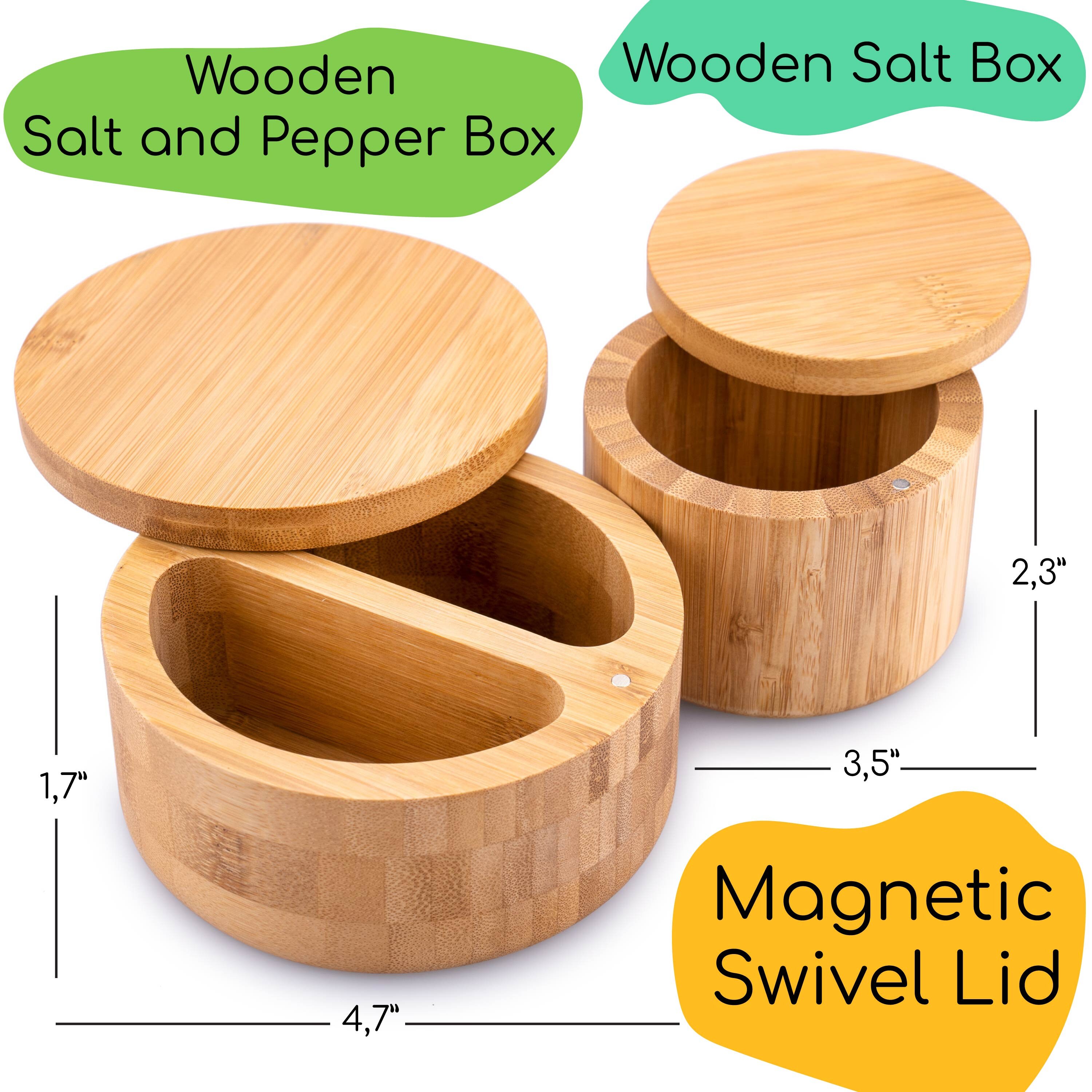 Personalized Bamboo Salt Box With Lid Engraved Salt Box - Etsy