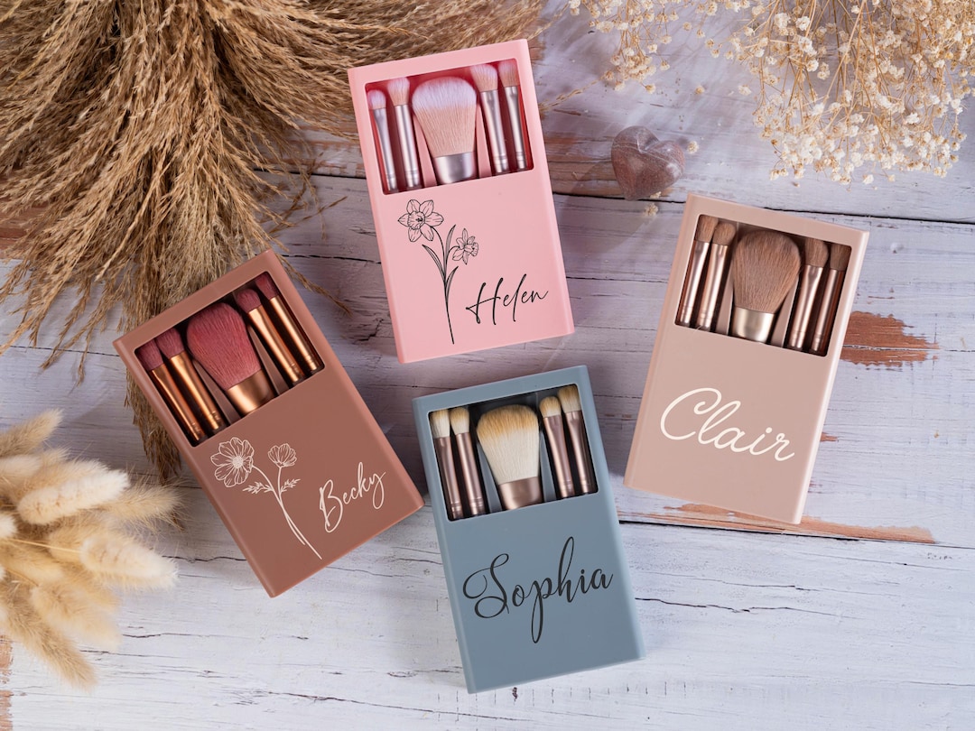 Personalized Makeup Brushes Set With Box, Wedding Bridesmaid Gifts ...