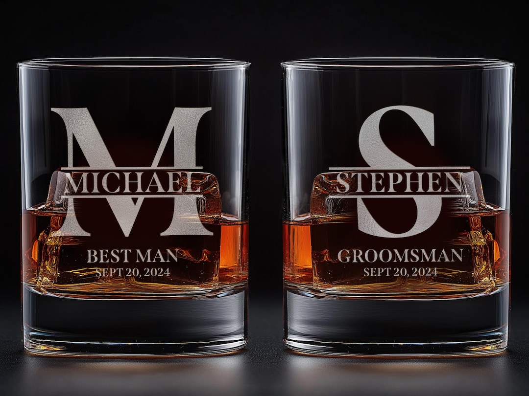Groomsmen Gifts, Custom Whiskey Glass, Monogram Glasses, Best Man Gift ...