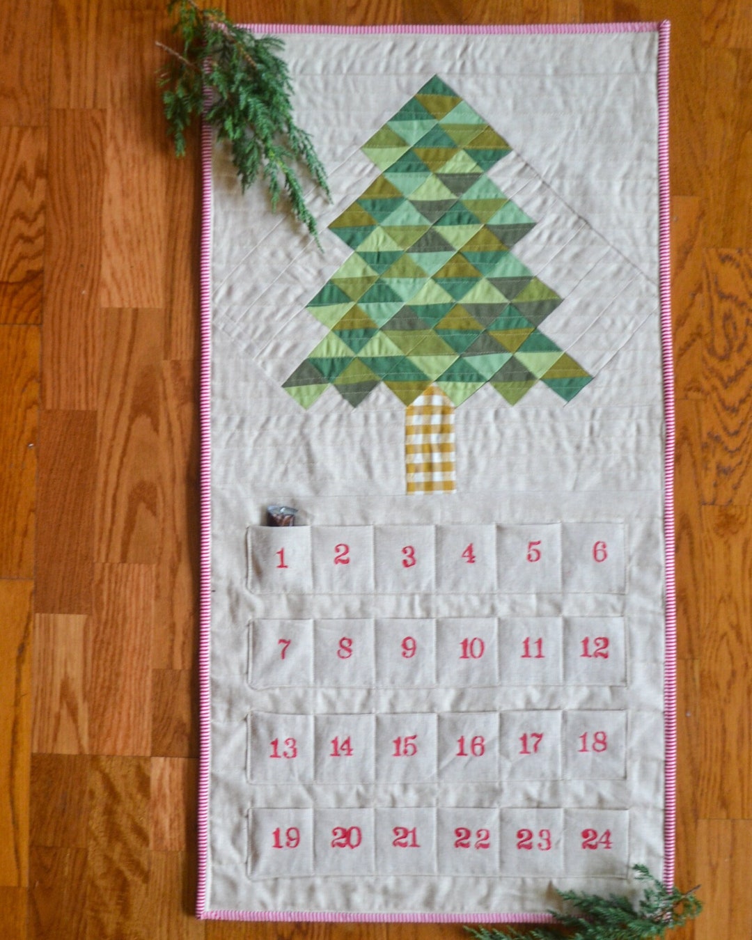 Patchwork Pine Tree Quilt Block + Advent Calendar PDF Pattern. Holiday ...