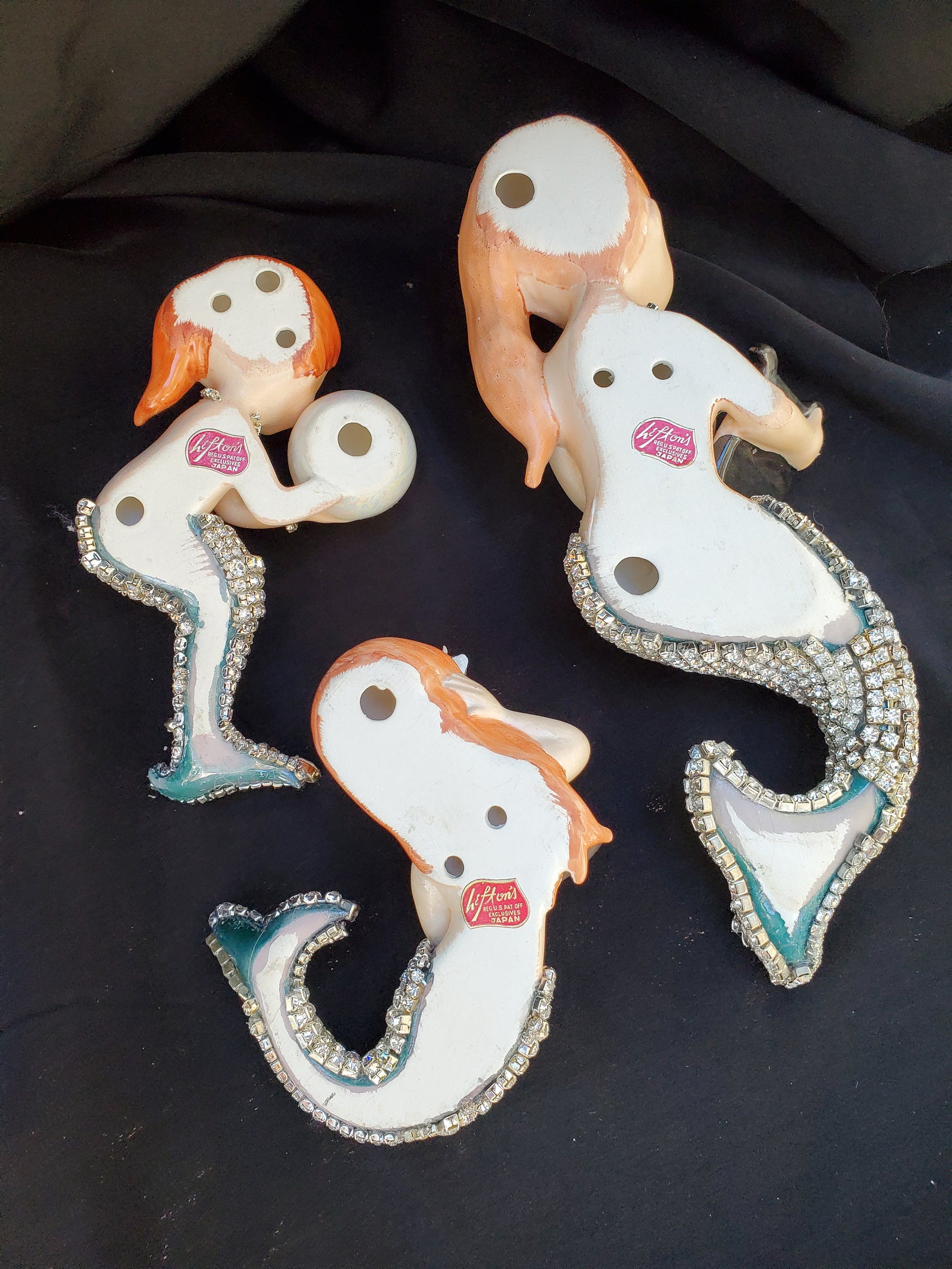 Vintage Ceramic Lefton Mermaid Wall Hanging Plaque Set of 3 | Etsy