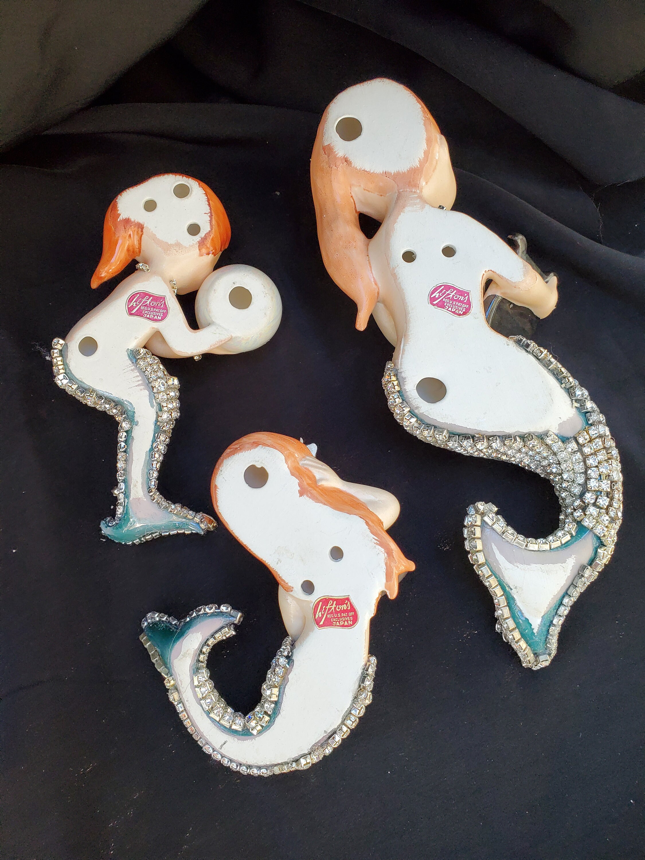Vintage Ceramic Lefton Mermaid Wall Hanging Plaque Set of 3 | Etsy
