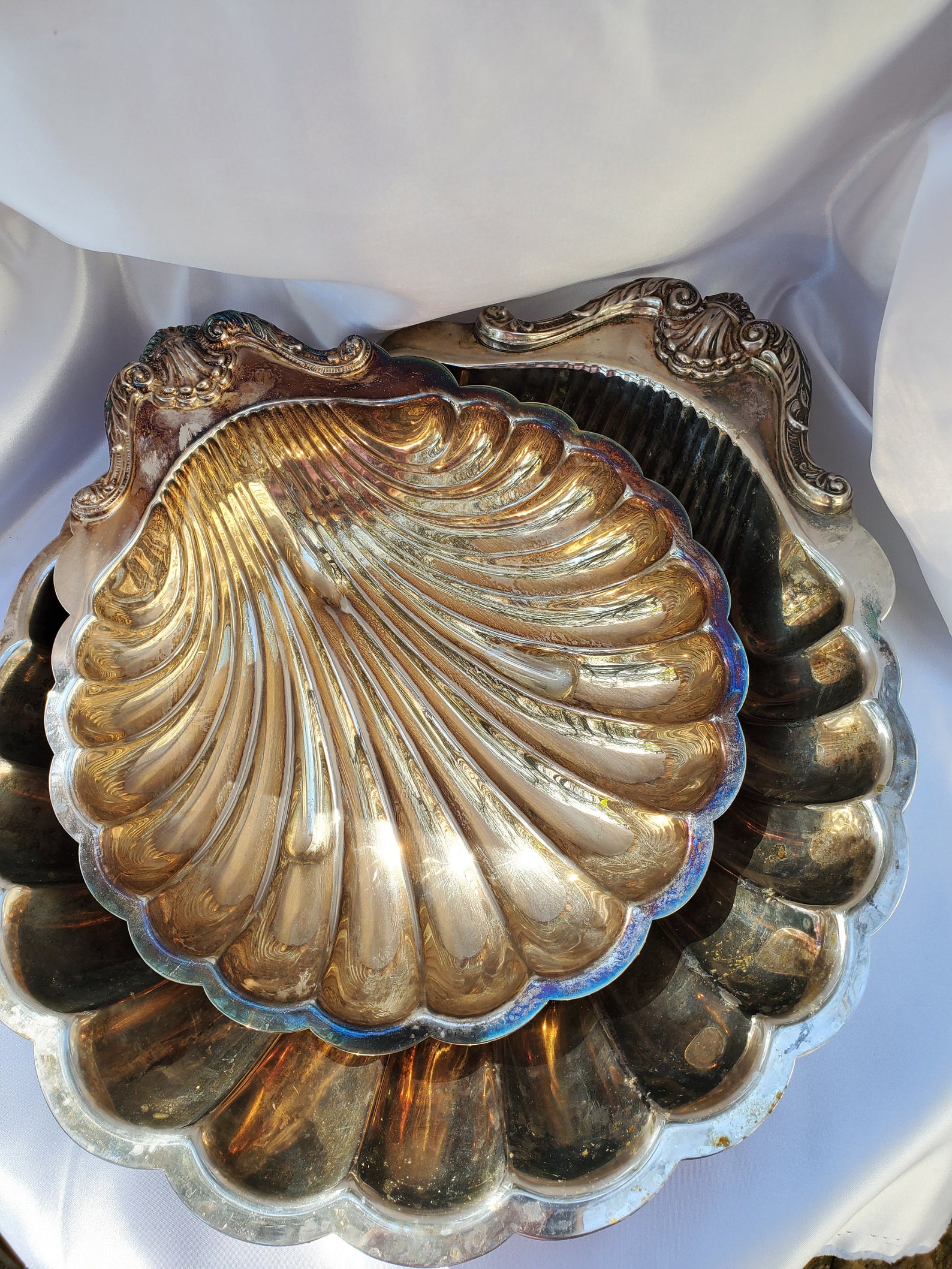 Vintage Ornate Large Silver Plate Seashell Shaped | Etsy