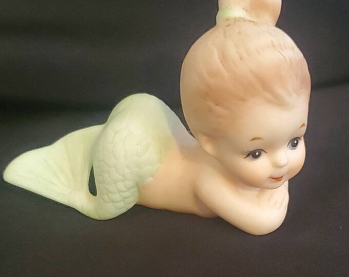 Lefton Bisque Ceramic Mermaid Baby - Etsy