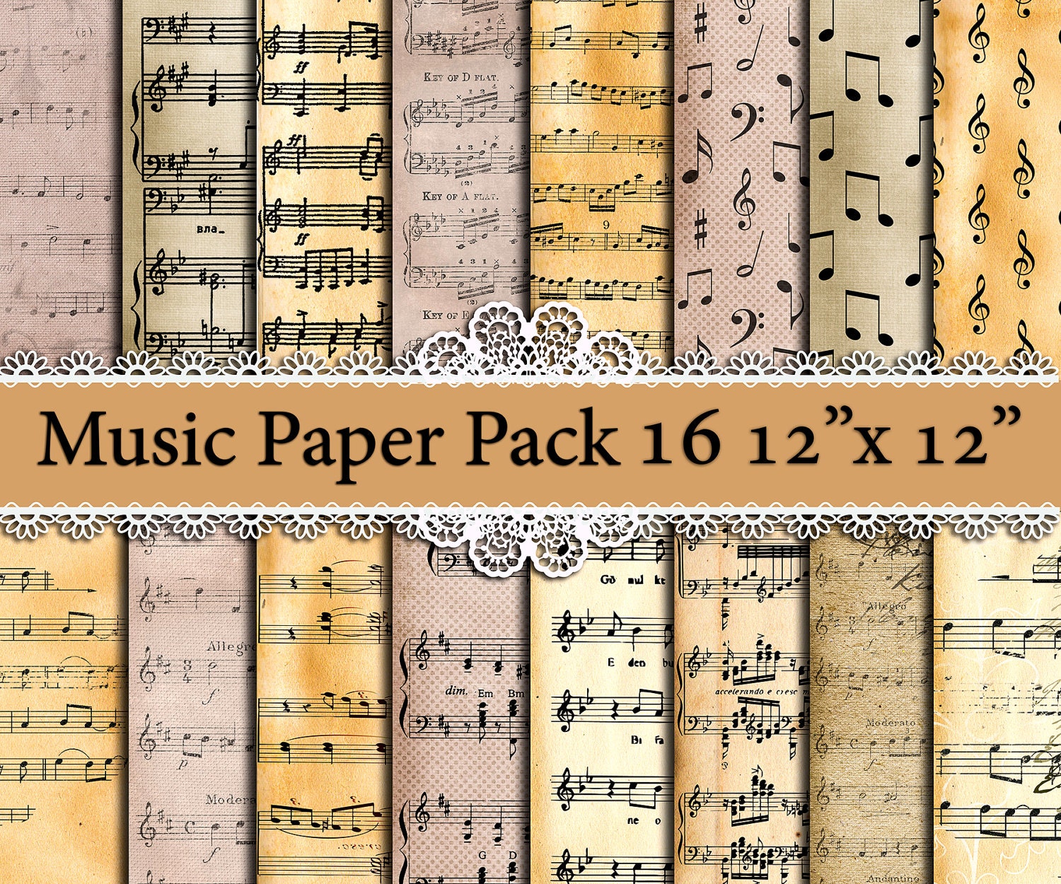 Music Digital Paper: MUSIC PAPERS Old Paper | Etsy
