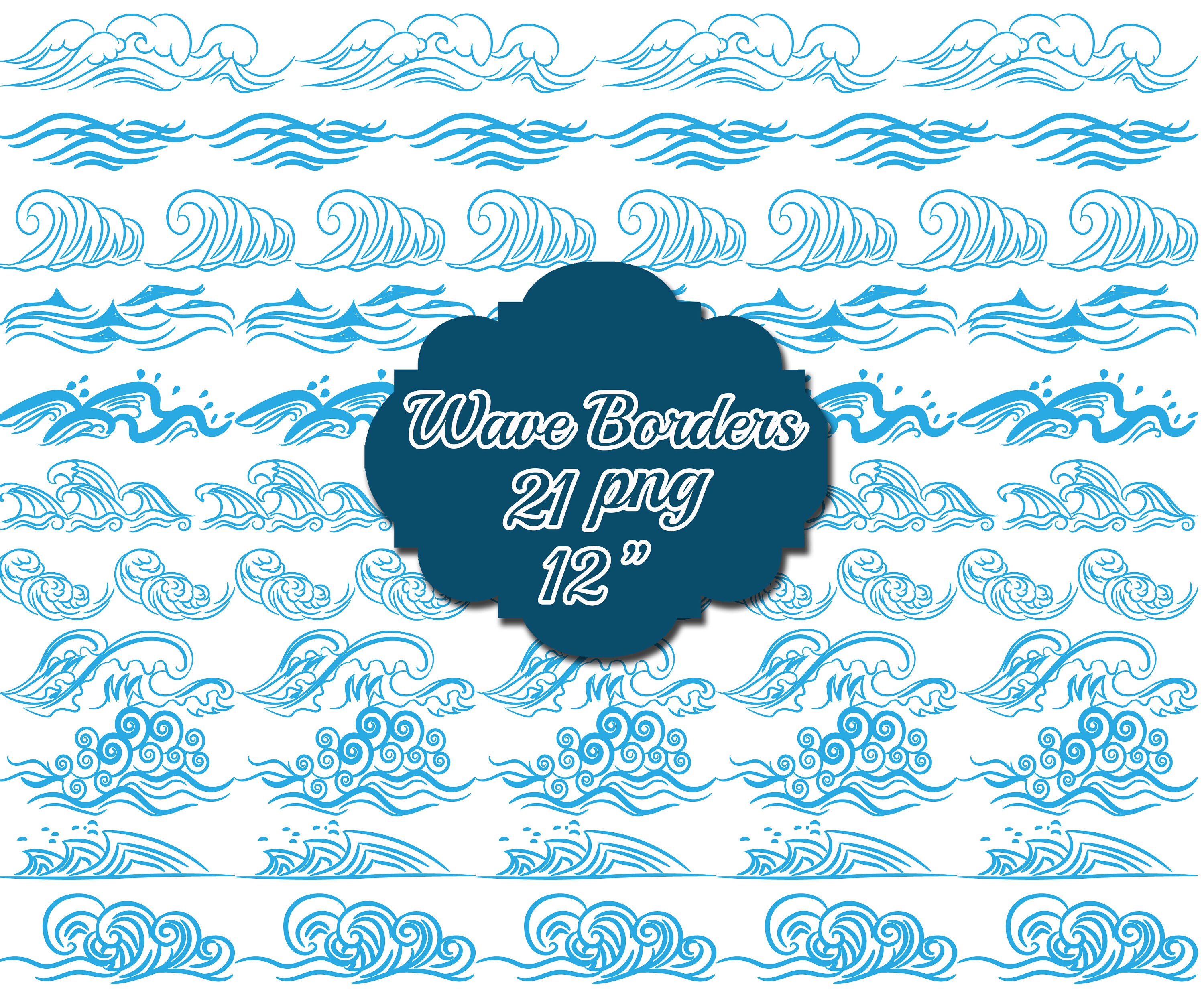 Water wave border clipart: BLUE BORDERS CLIPART | Etsy