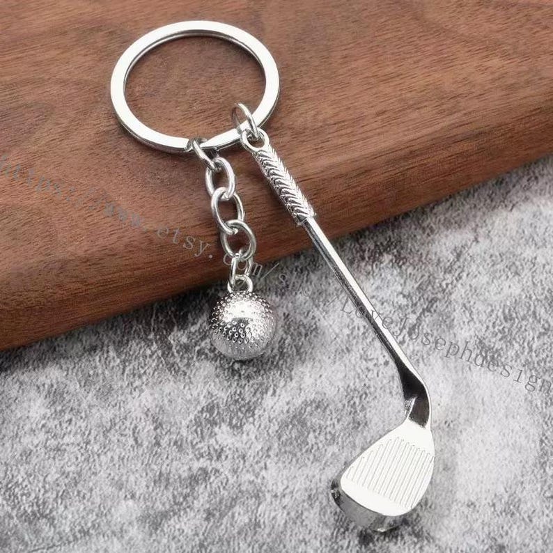 Personalised Golf Club and Ball Keychain, Golf Racquet Gift Key Ring - Etsy