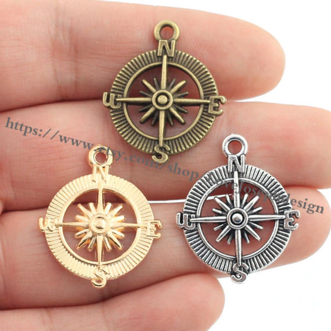 Wholesale 100 Pieces /lot Antique Bronze Plated 25mmx29mm Compass ...