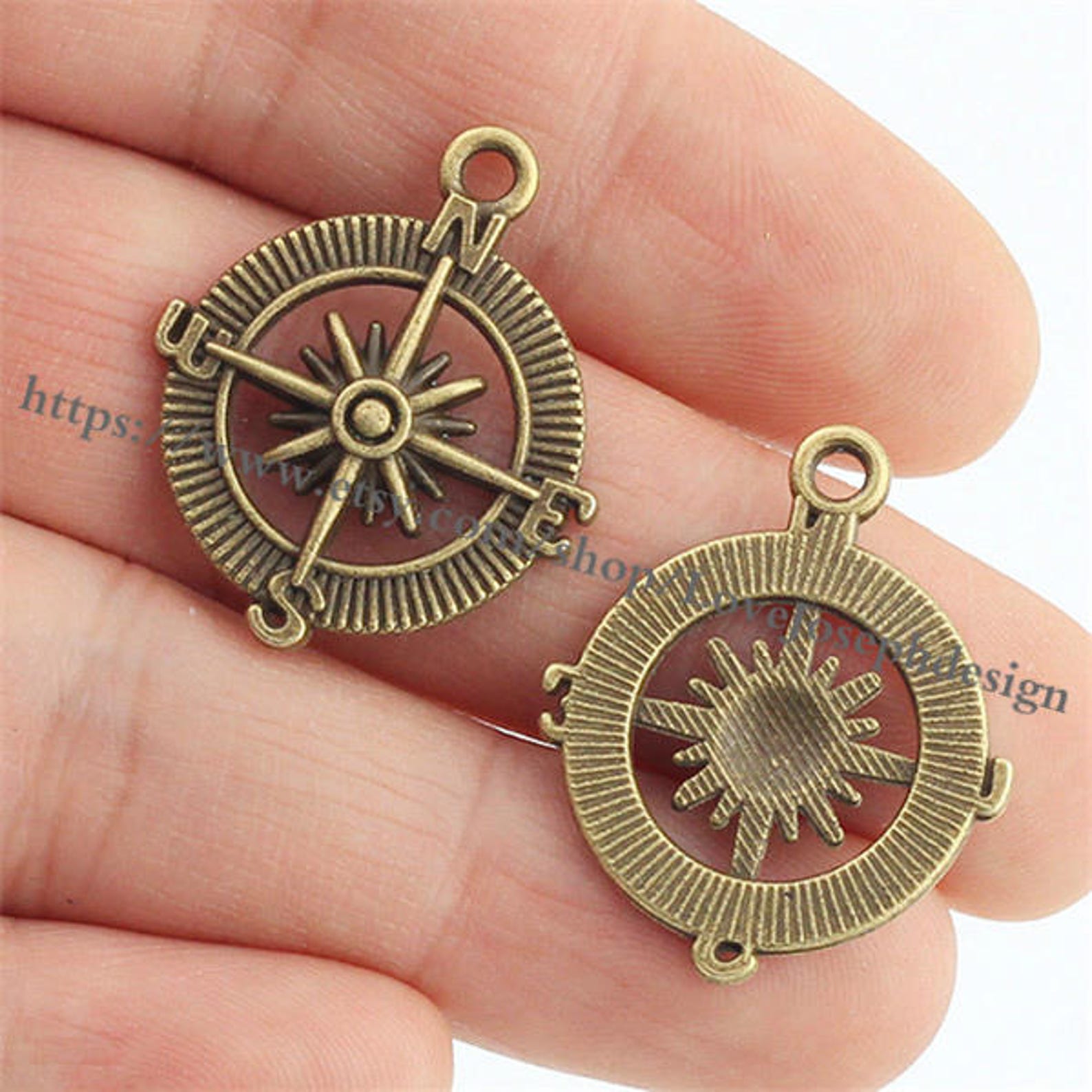 Wholesale 100 Pieces /lot Antique Bronze Plated 25mmx29mm Compass ...