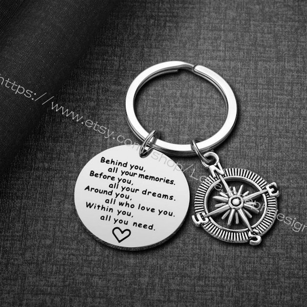 Engraved Compass Keychain - Etsy