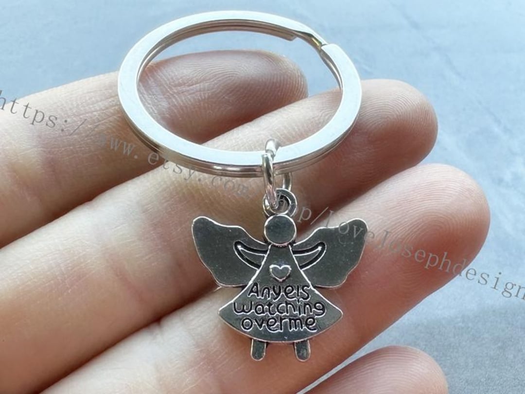 Angel Watching Over Me Word Keychain,angel Watching Over Me Word Gifts ...