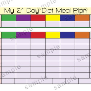 21 Day Diet Meal Plan, Food List, Shopping List, Printable - Etsy
