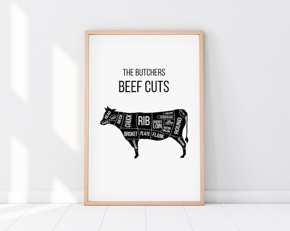 Butcher Print Beef Print Meat Cuts Print Butchers Chart | Etsy