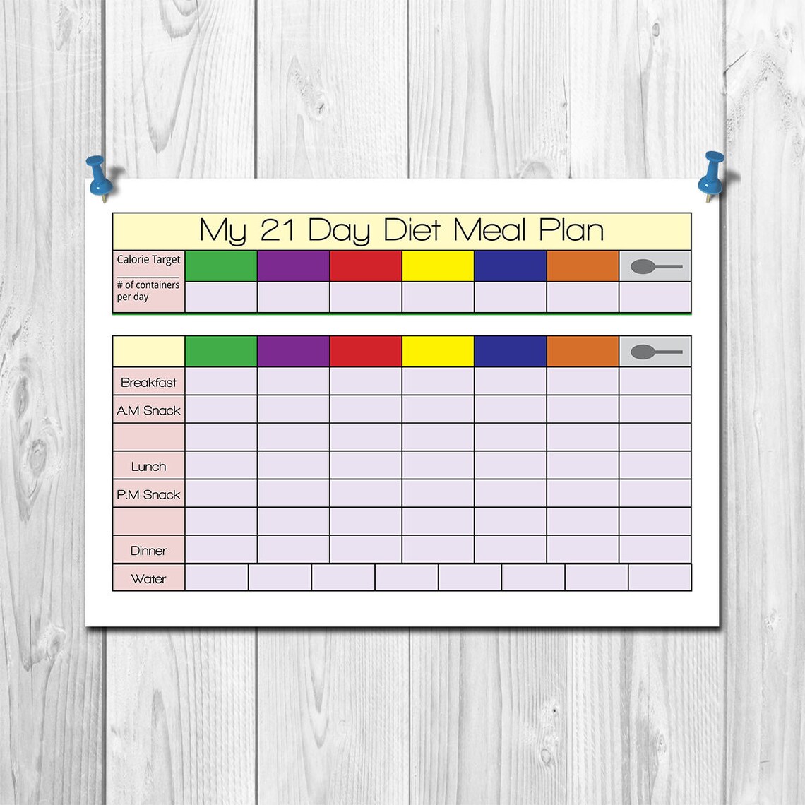 21 Day Diet Meal Plan, Food List, Shopping List, Printable - Etsy