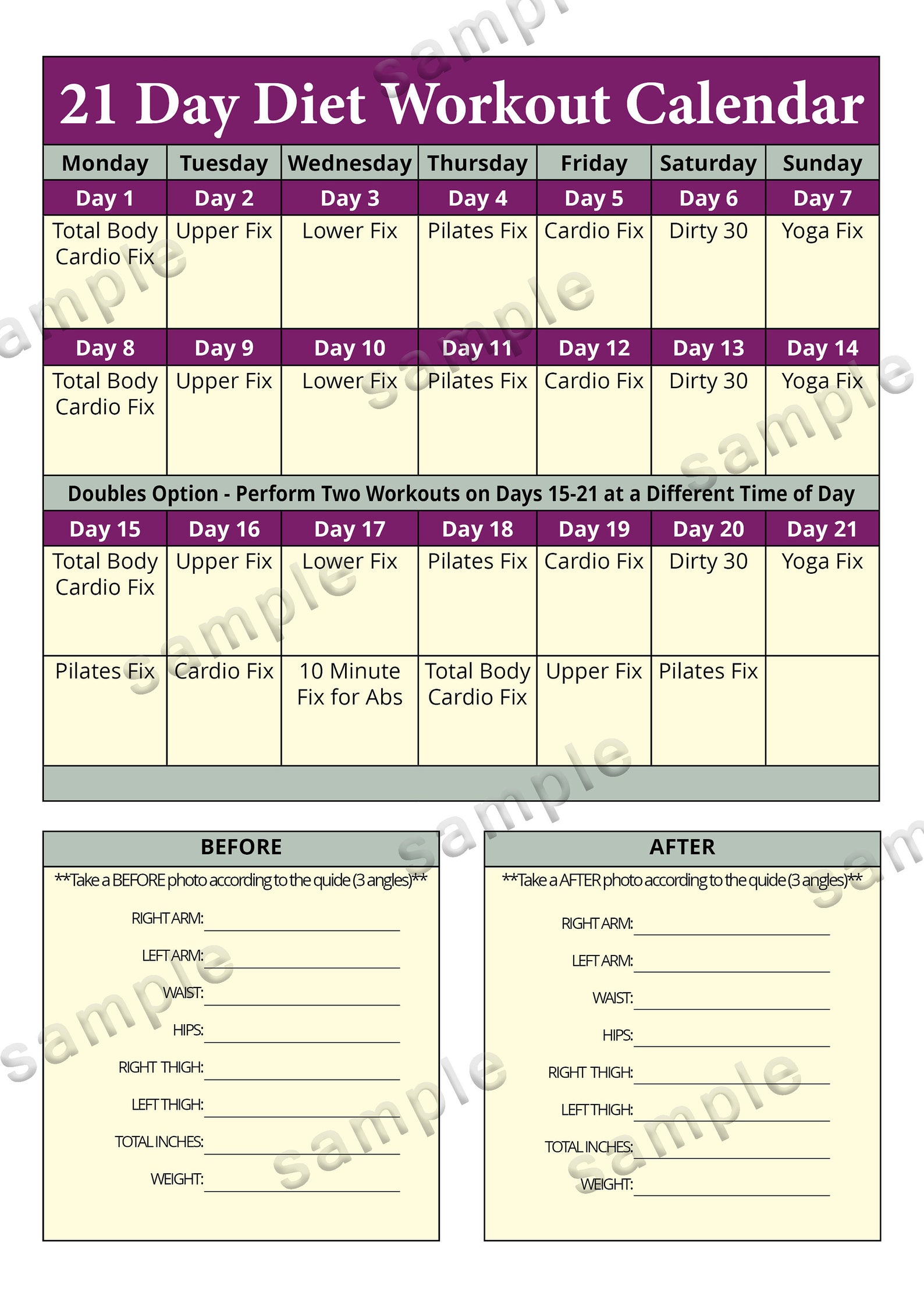 21 Day Diet Meal Plan, Food List, Shopping List, Printable - Etsy