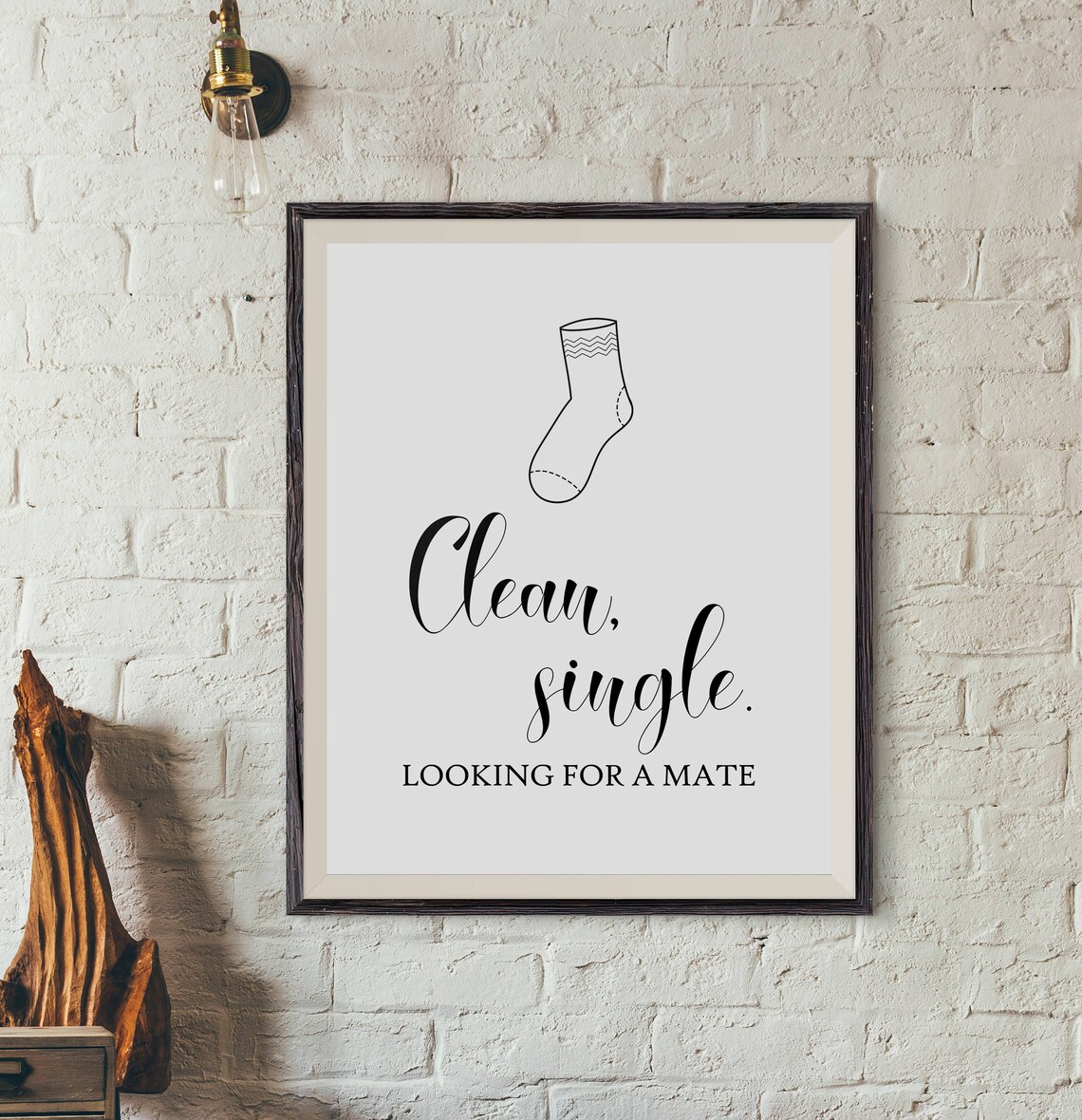 Clean Single Looking for a Mate, Laundry Room Decor, Printable Art ...