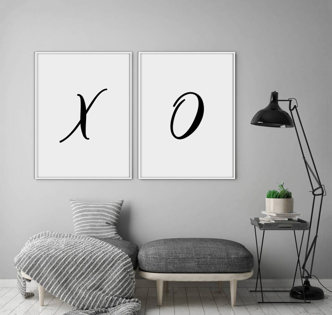 XO Print Set, XO Poster, Set of 2 Prints, XO Wall Decor, Xo Sign, Xo ...