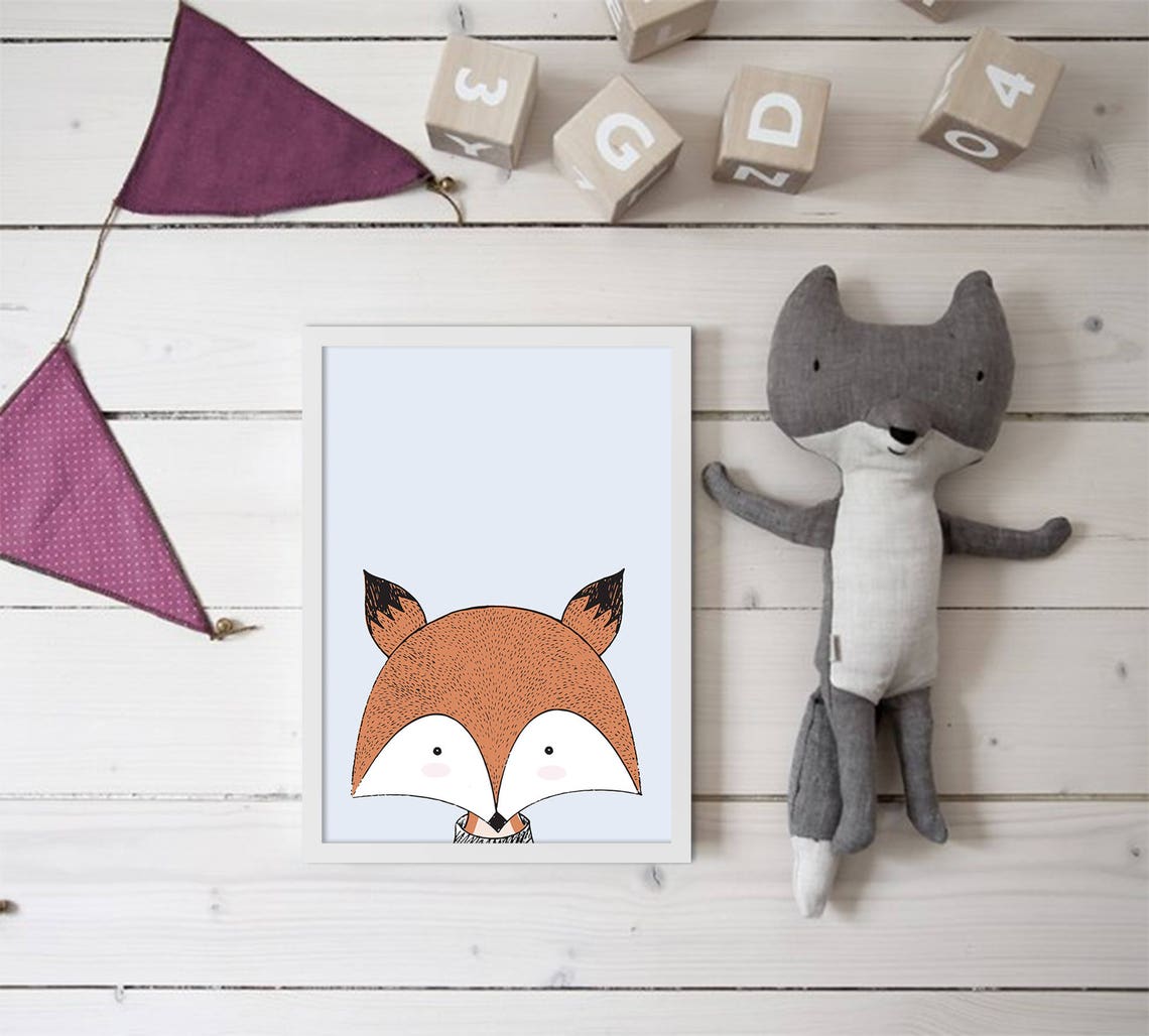Fox Print, Fox Poster, Kids Fox Print, Kids Room Decor, Cute Fox, Wild ...