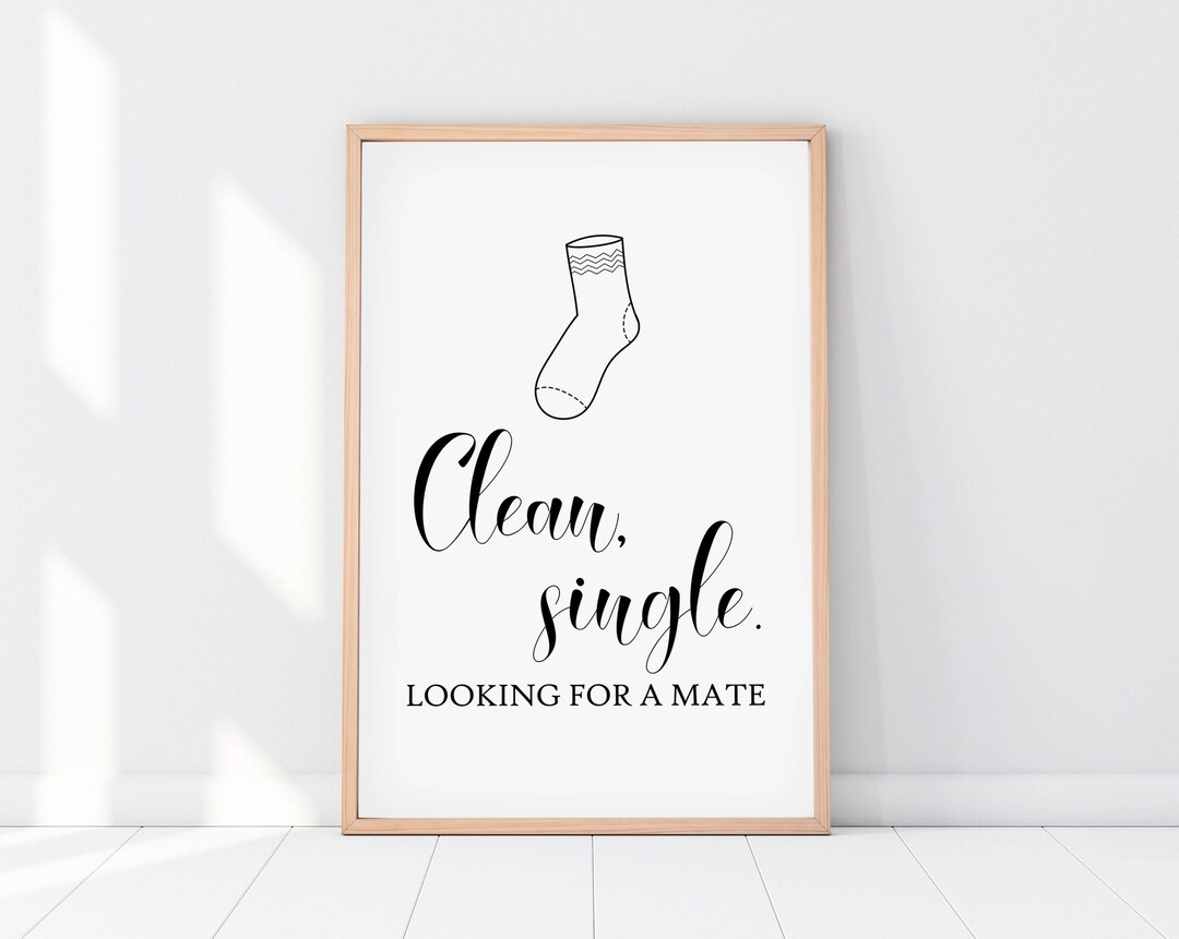 Clean Single Looking for a Mate, Laundry Room Decor, Printable Art ...