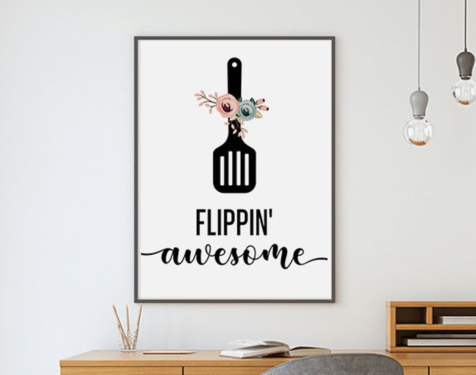 Flippin' Awesome Funny Kitchen Decor Funny Kitchen Quotes Typography ...