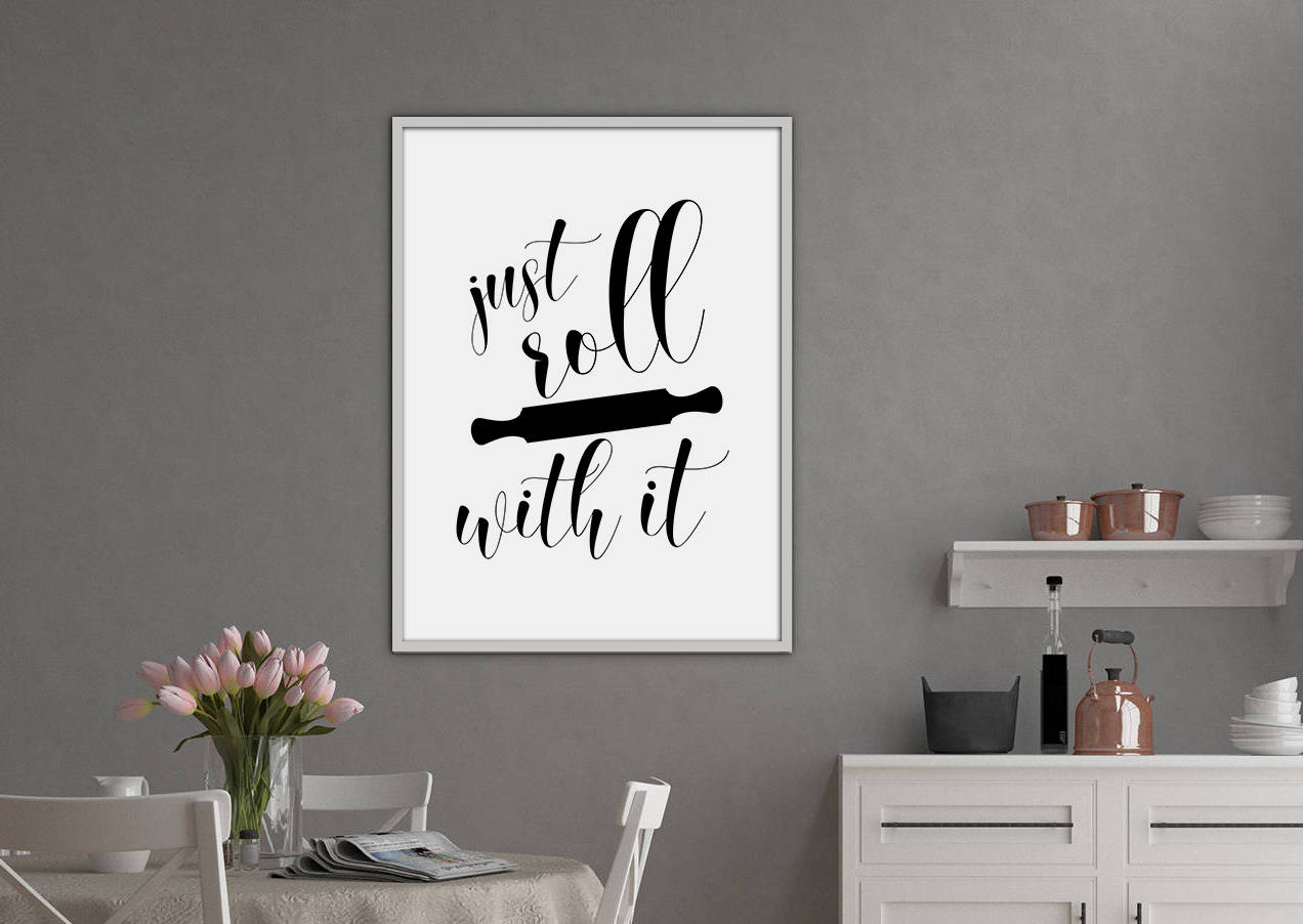 Kitchen Prints, Just Roll With It, Kitchen Wall Decor, Kitchen Art ...