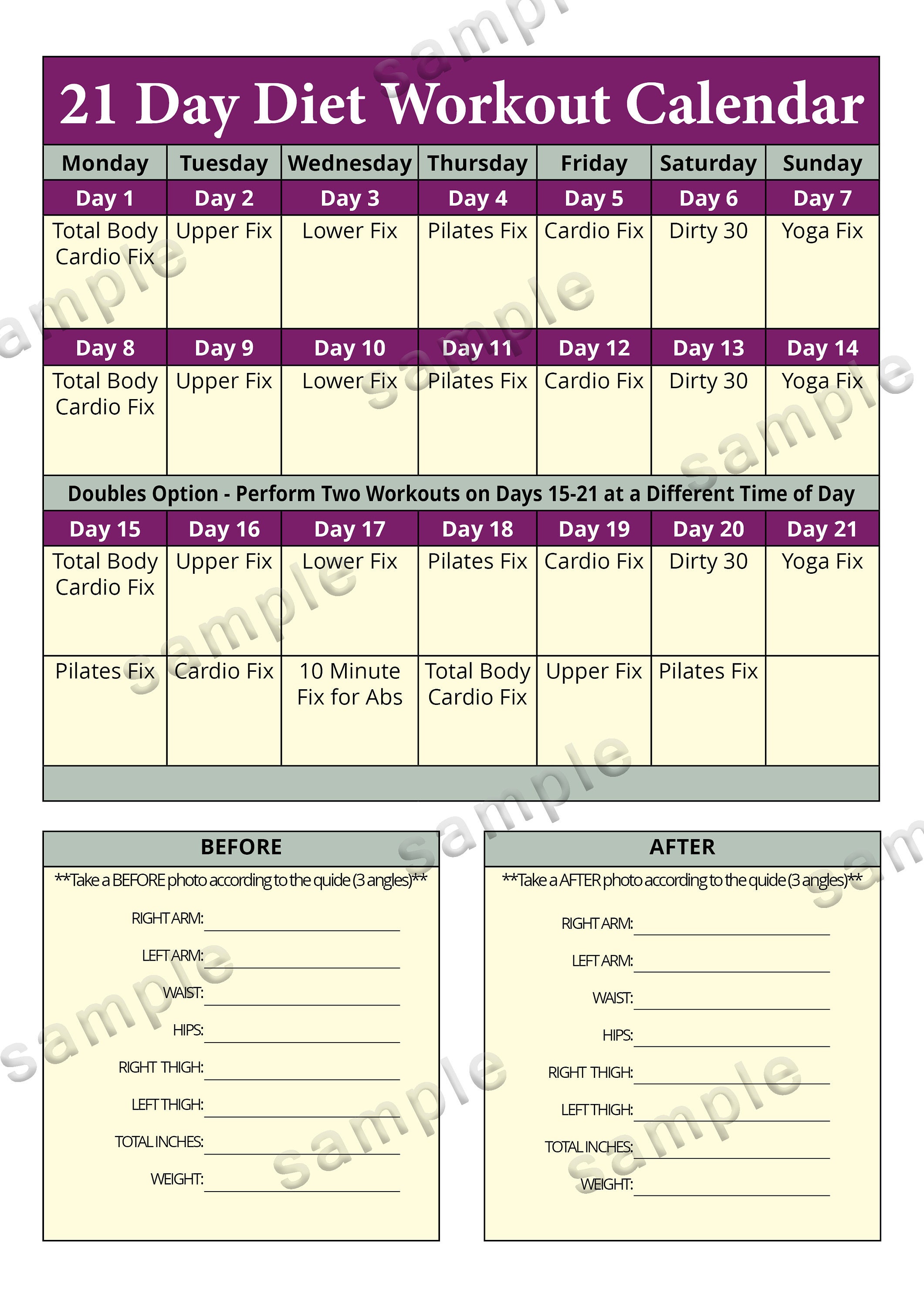 21 Day Diet Tracker Sheet, 6 Page Bundle Pack, Printable - Etsy