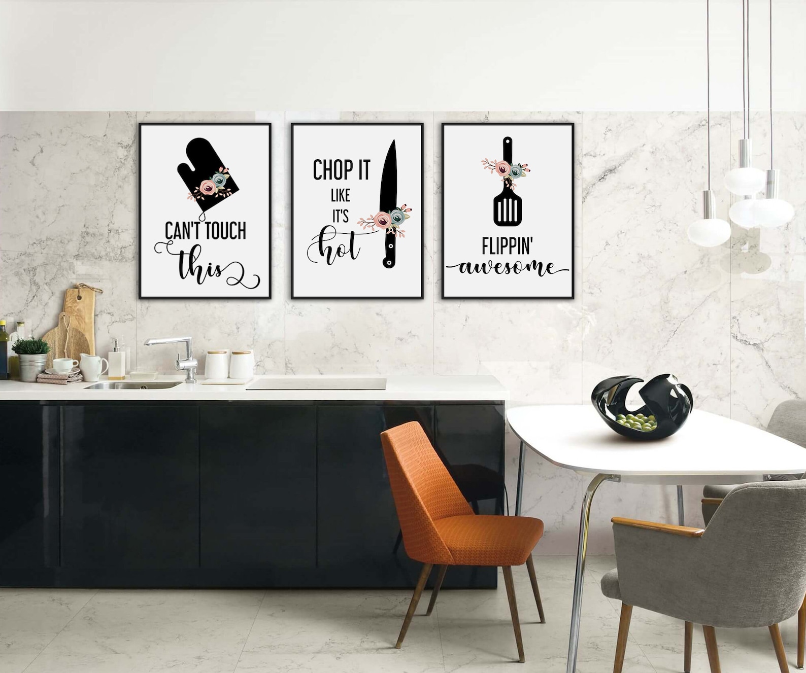 Flippin' Awesome Funny Kitchen Decor Funny Kitchen Quotes Typography ...