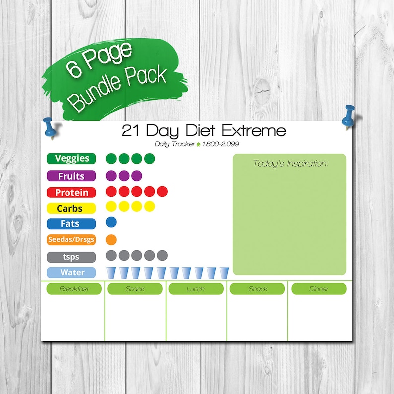21 Day Diet Calories Tracker - Extreme Daily Tracker 1,800-2099 ...