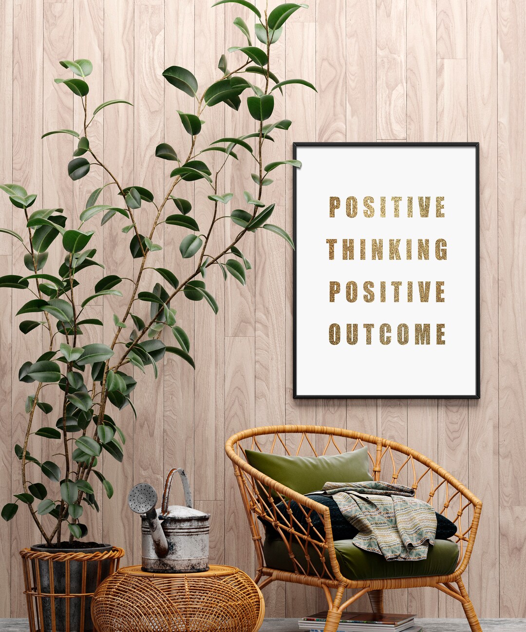 Positive Thinking Positive Outcome Sayings Print, Typography Poster ...