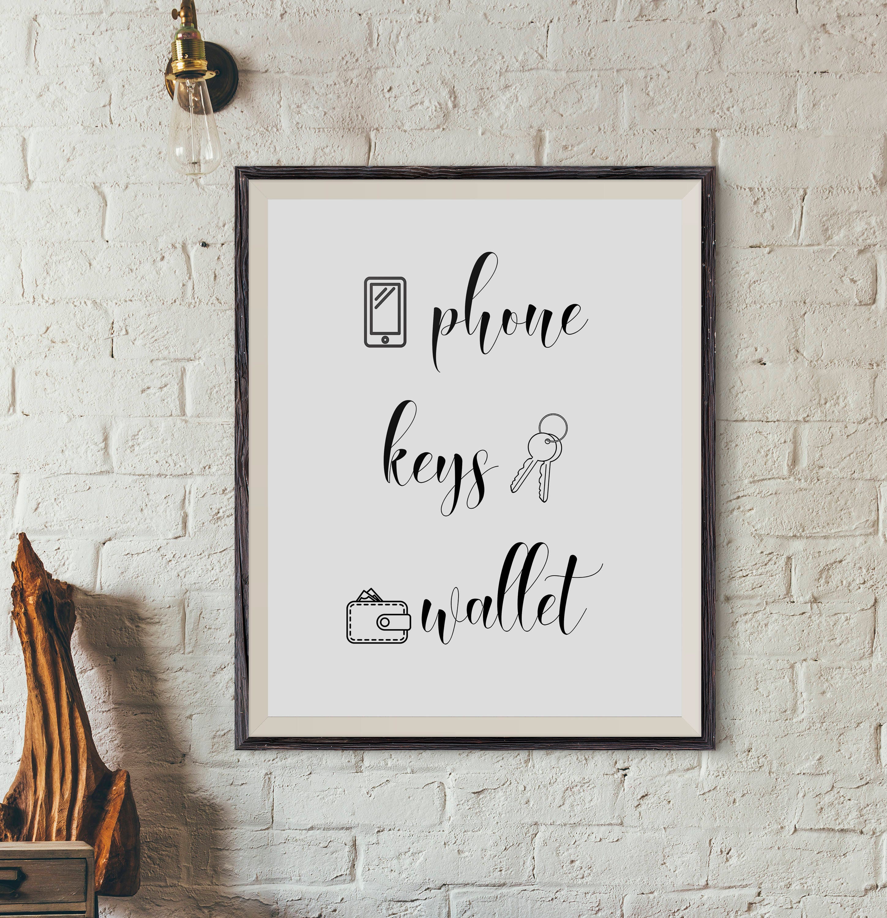 Phone Keys Wallet Entry Room Decor Typography Typography - Etsy