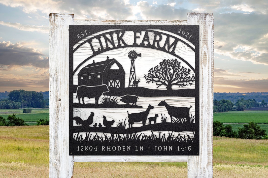 Farm Ranch Sign, Custom Metal Home Decor Signage, Personalized Steel ...