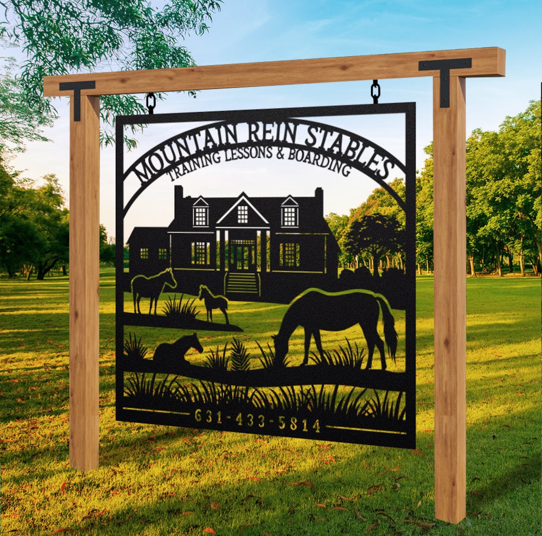 Custom Metal Horse Farm Sign: Personalized Ranch Decor - Etsy