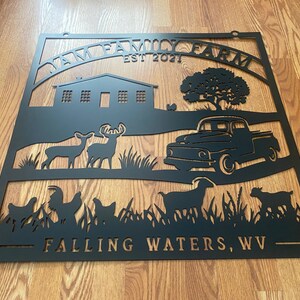 Metal Farm Sign With Custom Farmhouse and Classic Car or Truck ...