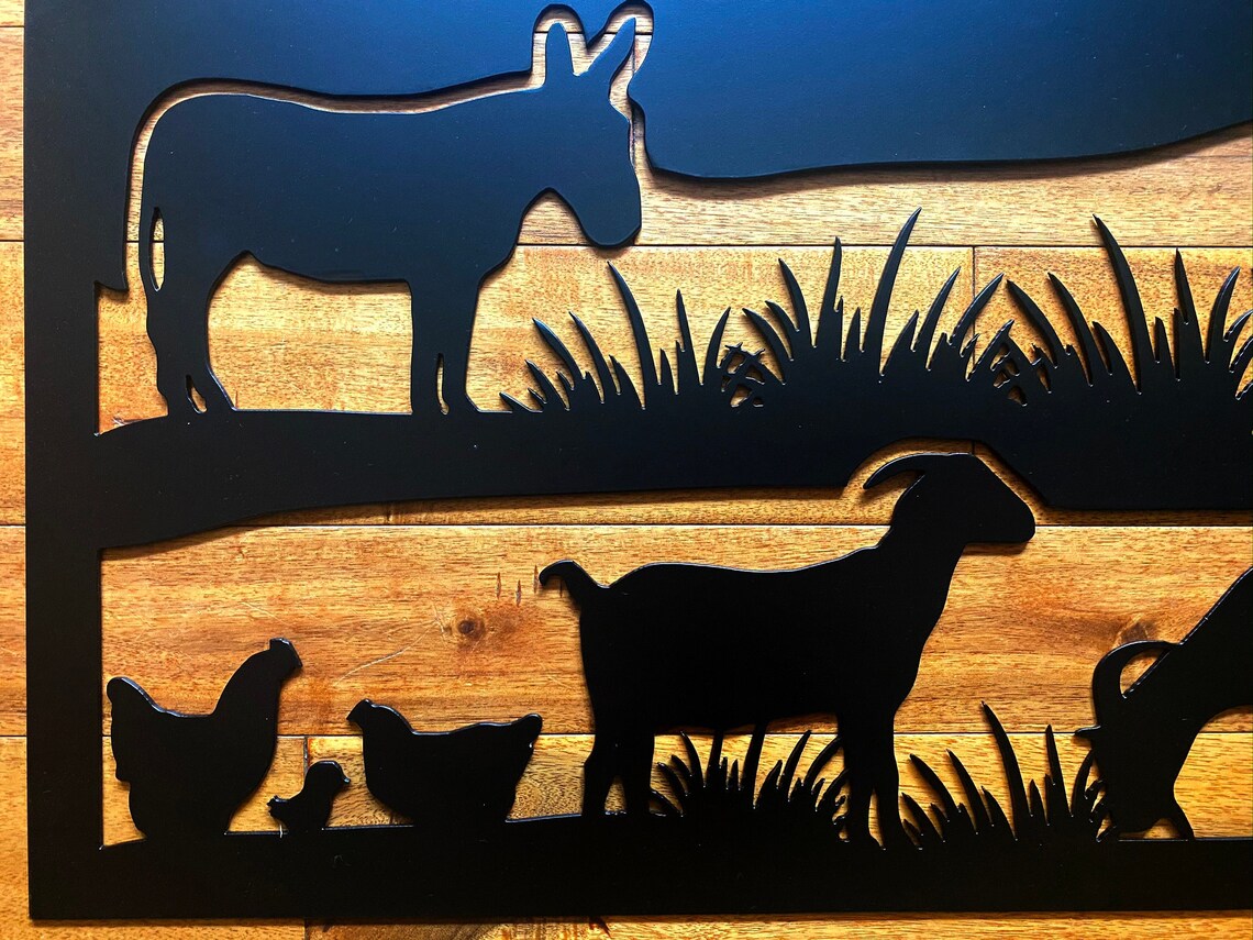 Custom Metal Outdoor Farm Sign With Farmhouse and Farm Animals - Etsy