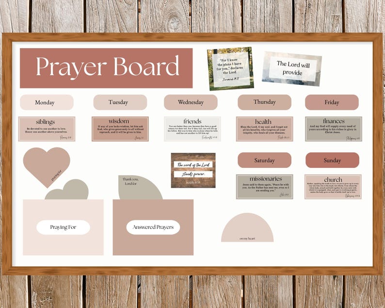 Printable Prayer Board Starter Kit, Christian Vision Board With Bible ...