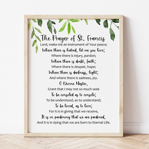 Prayer of St. Francis Peace Prayer Digital File Download - Etsy