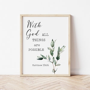 Printable "with God All Things Are Possible" Sign, Matthew 19:26 - Etsy