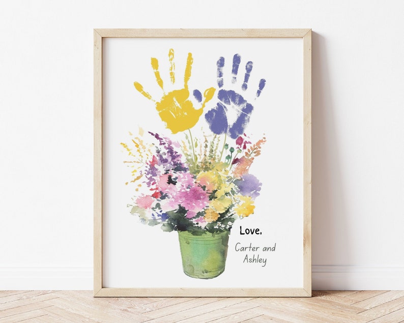 Mother's Day Handprint Art Keepsake, Craft Diy Floral Bouquet, Toddler ...