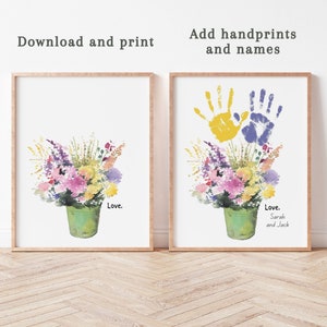 Mother's Day Handprint Art Keepsake, Craft Diy Floral Bouquet, Toddler ...