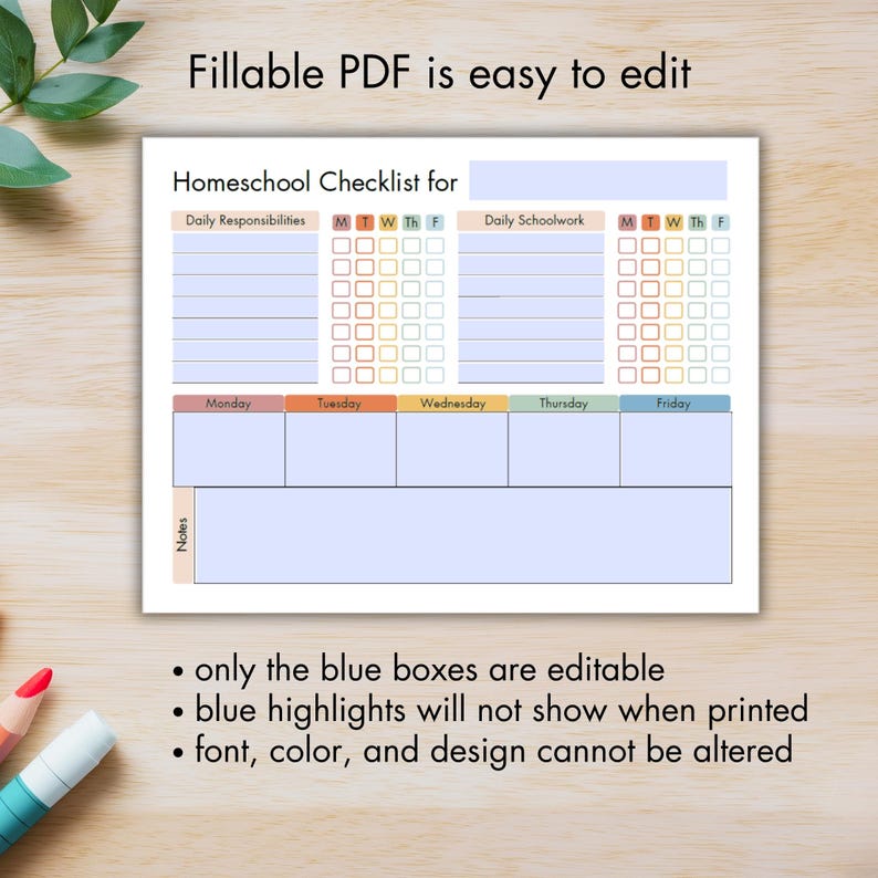 Editable Homeschool Checklist Template, Boho Daily Schedule for Kids ...