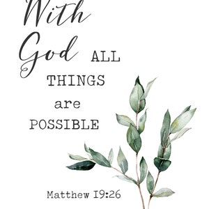 Printable "with God All Things Are Possible" Sign, Matthew 19:26 - Etsy