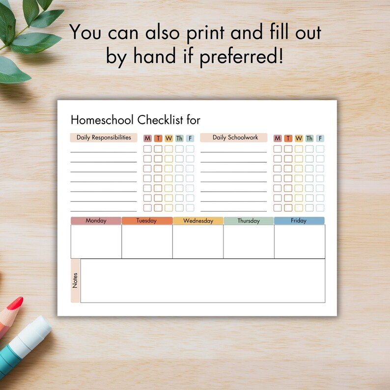 Editable Homeschool Checklist Template, Boho Daily Schedule for Kids ...