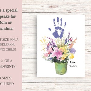 Mother's Day Handprint Art Keepsake, Craft Diy Floral Bouquet, Toddler ...