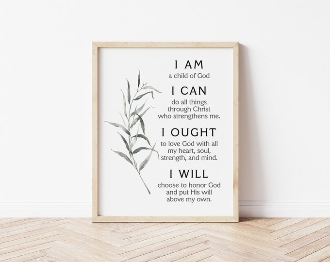 I Am I Can I Ought I Will Quote Typography Printable Wall Art ...