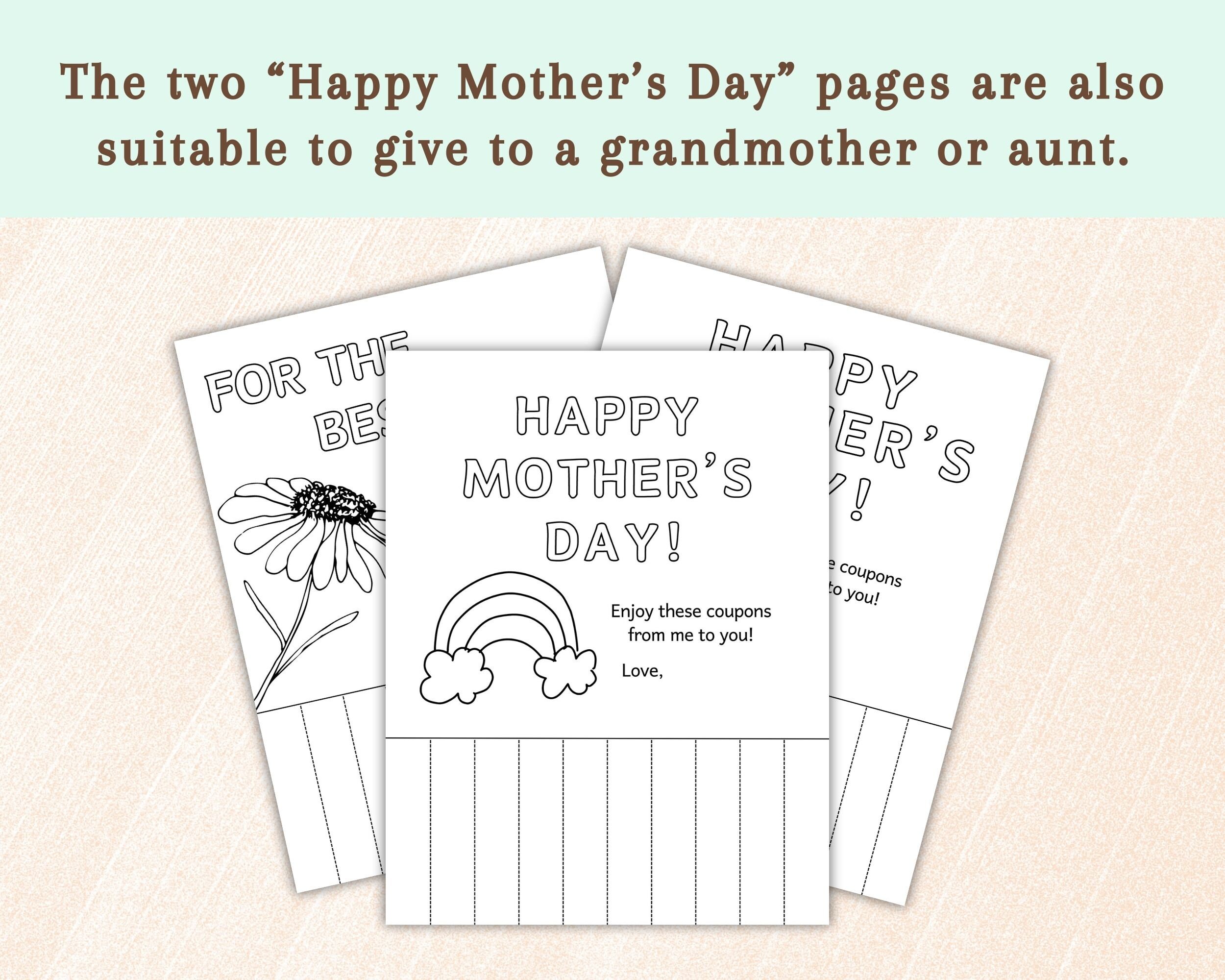 Mother's Day Coloring Page, Love Coupons, Homemade Mother's Day Coupons ...