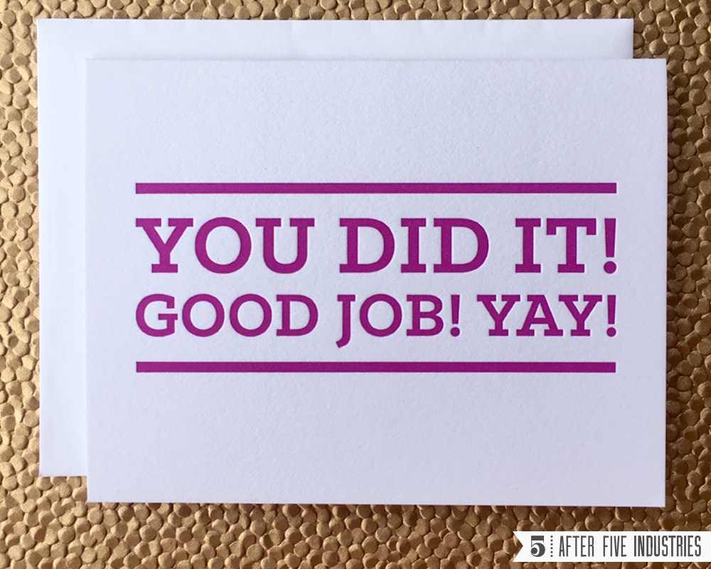 You Did It Good Job Yay Letterpress Greeting Card - Etsy Canada
