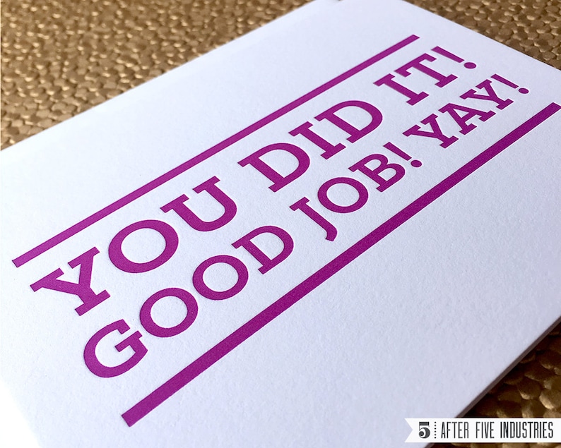 You Did It Good Job Yay Letterpress Greeting Card - Etsy Canada