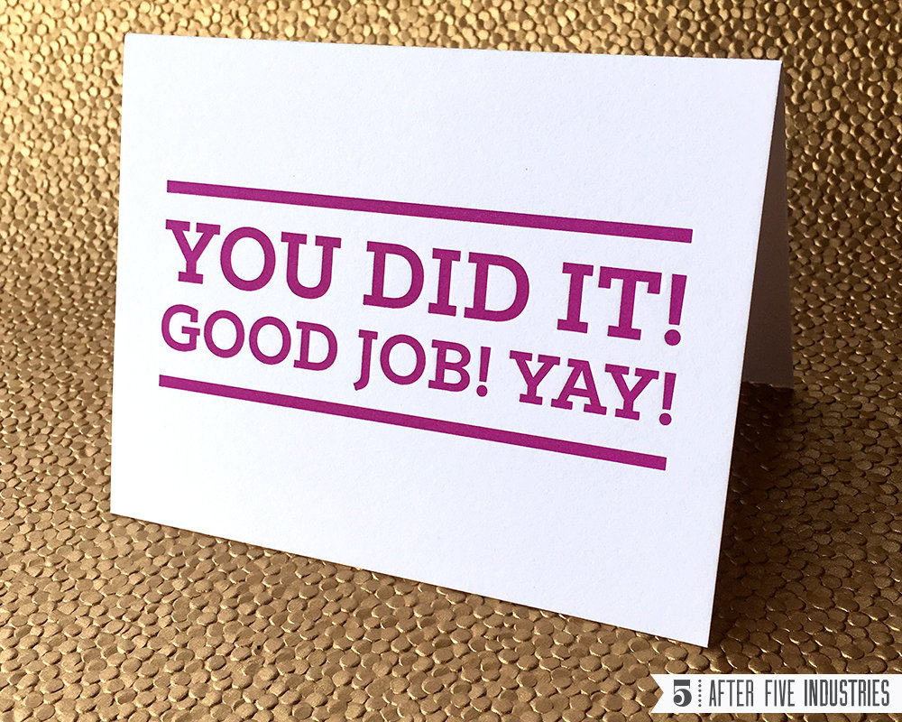 You Did It Good Job Yay Letterpress Greeting Card - Etsy Canada